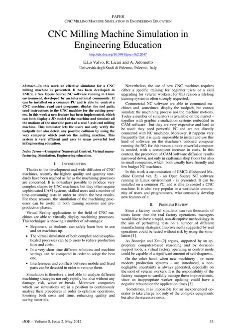PDF CNC Milling Machine Simulation In Engineering Education