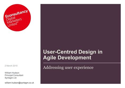 William Hudson Econsultancy Agile User Centred Design Pdf Technology And Computing