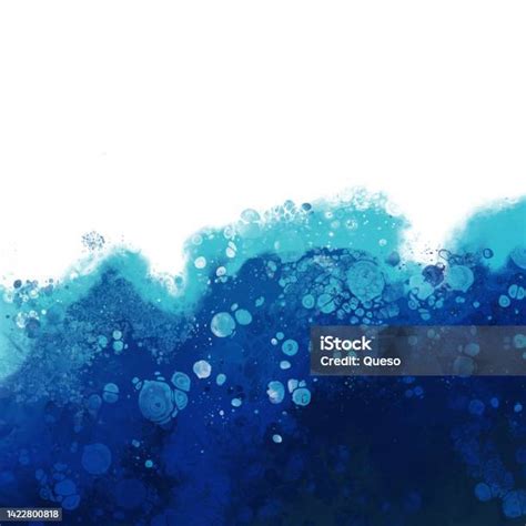 아크릴 유체 아트 추상 사각형 템플릿 짙은 파란색 바다 파도 및 물 개념 흰색 배경에 대리석 패턴 세포의 질감 바다에 대한 스톡 벡터 아트 및 기타 이미지 Istock