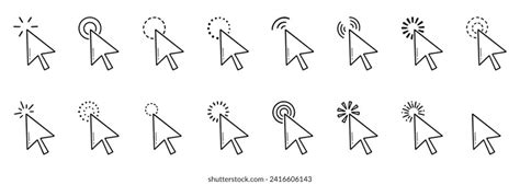 Click Icon Doodle Set Mouse Cursor Stock Vector Royalty Free