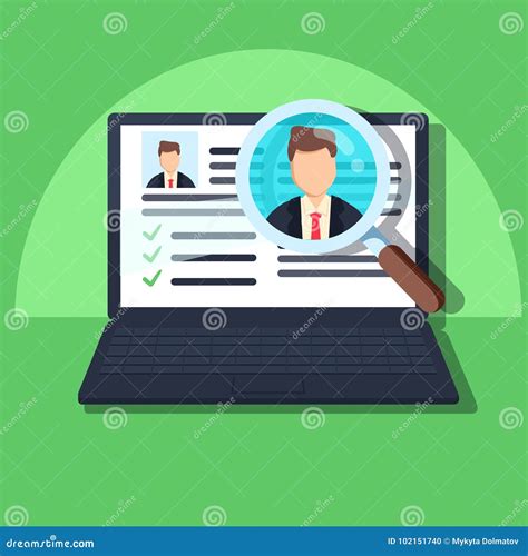 Human Resources Staffing Concept Laptop With Candidates List And Magnifying Glass With