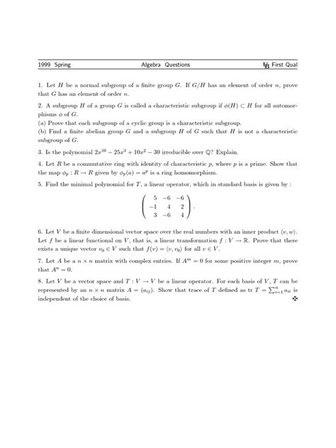 Advanced Math Problem Set Iv Pdf Group Mathematics Ring