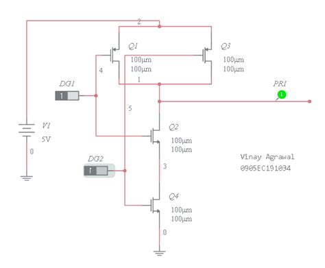 Experiment No 14 NAND Gate Using CMOS Multisim Live