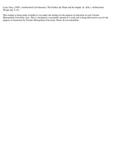 Architectural Curvilinearity The Folded The Pliant And The Supple