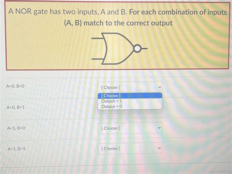 Solved A Nor Gate Has Two Inputs A And B For Each Combination Of