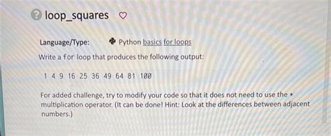 Solved Language Type Python Basics For Loops Write A For Chegg Com
