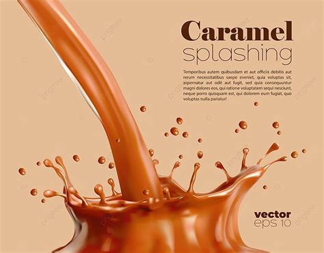 스플래터가 있는 달콤한 캐러멜 흐름 및 코로나 스플래시 템플릿 Psd 다운로드 디자인 자료 다운로드