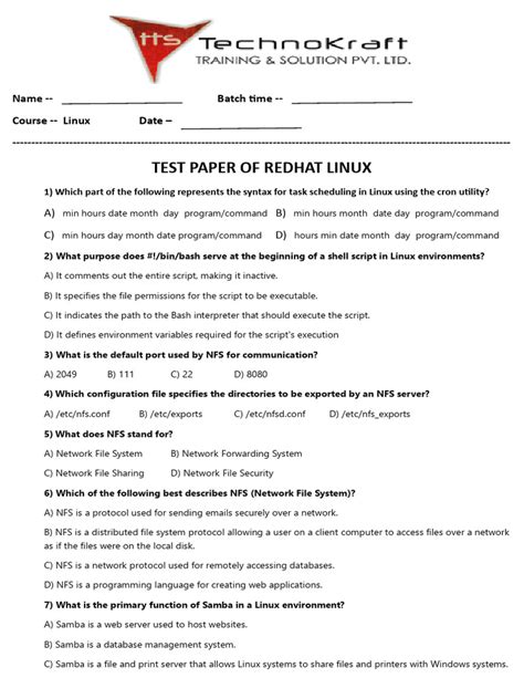 Linux Question Paper 100 Pdf