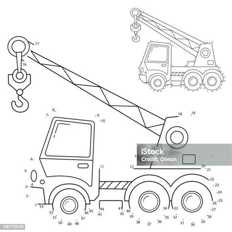 아이들을위한 퍼즐 게임 숫자 게임 트럭 크레인 건설 차량 아이들을위한 색칠 공부 책 0명에 대한 스톡 벡터 아트 및 기타 이미지 Istock