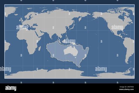 Australian Tectonic Plate On The Solid Contour Map In The Patterson Cylindrical Projection