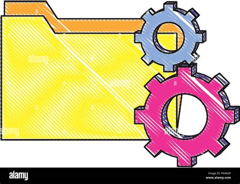 Grated Folder File And Industry Gears Process Stock Vector Image Art