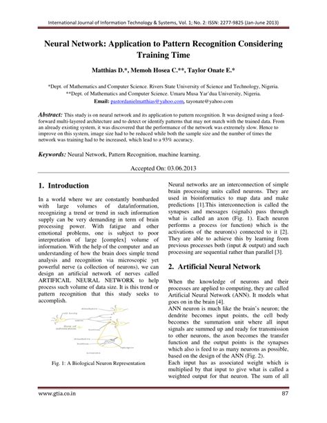 Pdf Neural Network Application To Pattern Recognition Considering