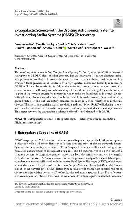 Pdf Extragalactic Science With The Orbiting Astronomical Satellite Investigating Stellar