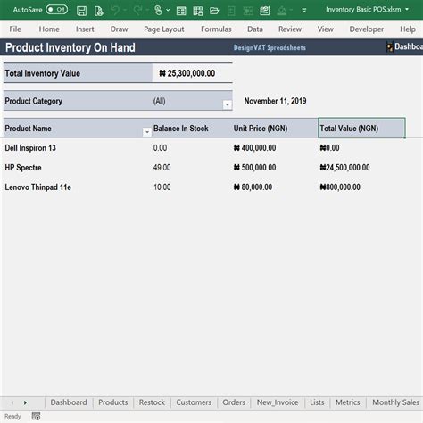 Inventory Tracking Spreadsheet