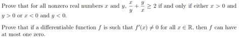 Solved Prove That For All Nonzero Real Numbers X And Chegg