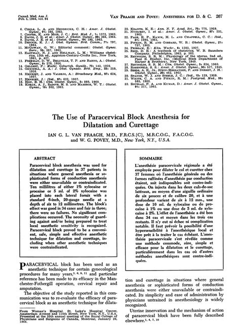 The Use Of Paracervical Block Anesthesia For Dilatation And Curettage Pmc