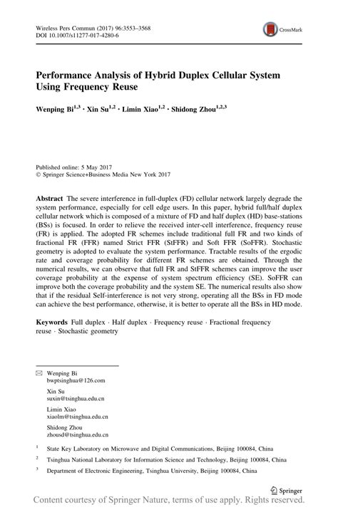 Performance Analysis Of Hybrid Duplex Cellular System Using Frequency