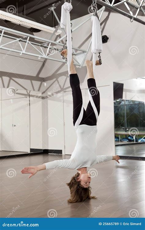 Woman Doing Ariel Yoga Stock Image Image Of Posture 25665789