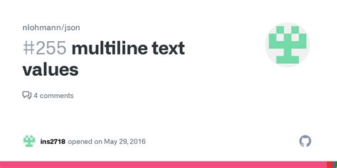 Multiline Text Values · Issue 255 · Nlohmannjson · Github