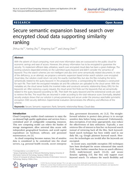 Pdf Secure Semantic Expansion Based Search Over Encrypted Cloud Data Supporting Similarity Ranking