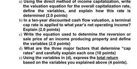 A Using The Direct Method Of Income Capitalization