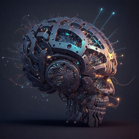 Premium Photo Robotic Human Brain And Skull With Detailed Circuits Concept Art Of Artificial