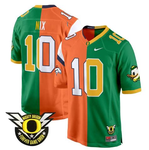 Bo Nix Jersey 10 Oregon Ducks Split Game College Football All Stitched