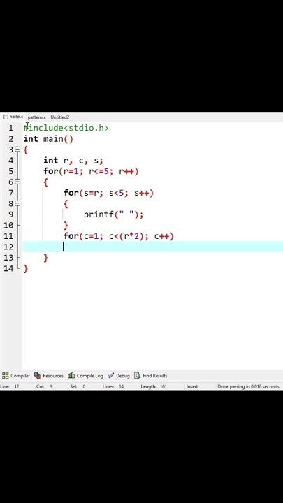 Star Pattern In C Language Programming Shorts Coding Cbasicprogram