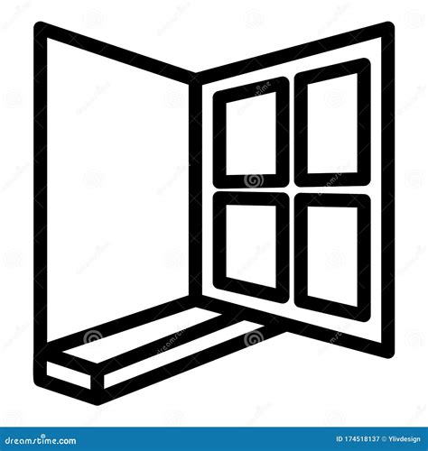 Open House Window Icon Outline Style Stock Vector Illustration Of