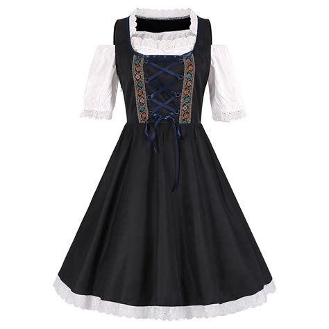 Womens Cosplay Maid Dirndl Dress German Oktoberfest Costumes For Bavar