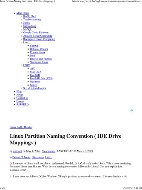 Linux Partition Naming Convention Ide Drive Mappings Pdf Linux