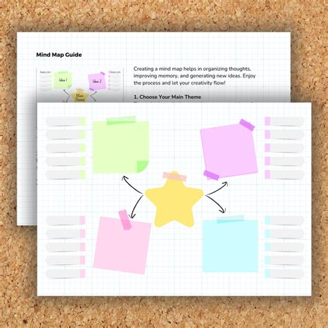 Mind Map Sticky Notes Printable Digital Product Instant Download Etsy