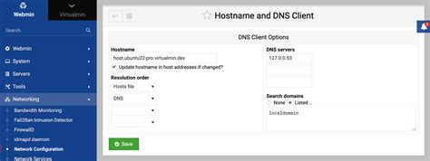 Network Configuration Webmin
