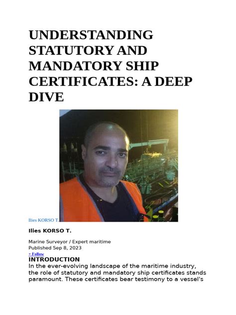 Understanding Statutory And Mandatory Ship Certificates Pdf Ships