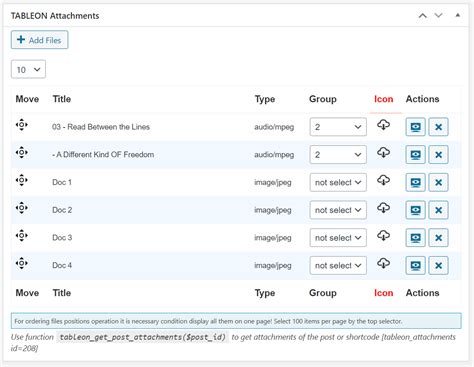 [tableon attachments] tableon wordpress posts table filterable