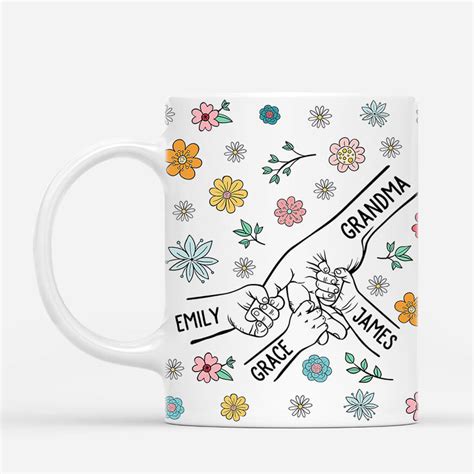 Personalised Holding Mums Hand Mug With Flowers Custom Chic Uk