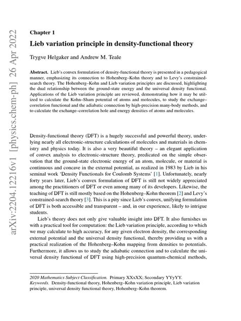 Lieb Variation Principle In Density Functional The Pdf Density Lieb Variation Principle In Density Functional The Pdf Density