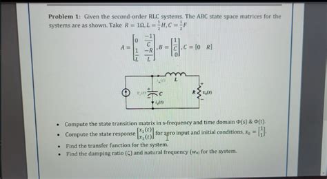 Solved Problem Given The Second Order RLC Systems The Chegg