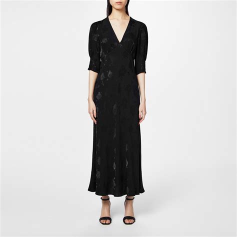 Rixo Zadie Jacquard Dress Women Black Leaf Jacq Flannels