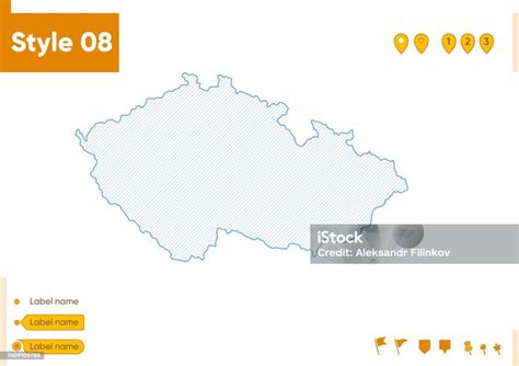 Czech Republic Grid Map Isolated On White Background Outline Map Simple