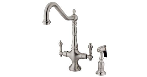 Kingston Brass Ks1778albs Heritage 18 Gpm Single Hole Kitchen Faucet Includes Side Spray
