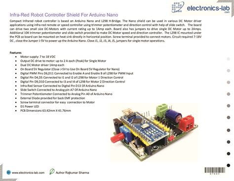 Infra Red Robot Controller Shield For Arduino Nano Electronics