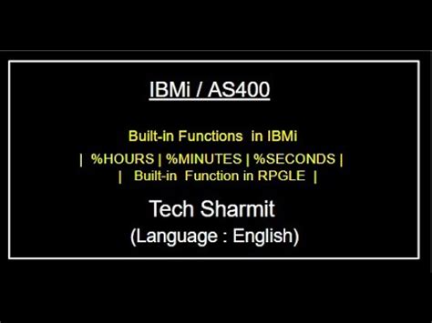 IBMi AS400 Hours Minutes Seconds Built In Functions In Rpgle