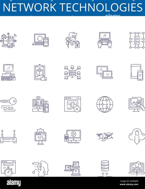 Network Technologies Line Icons Signs Set Design Collection Of Networking Technologies Lan