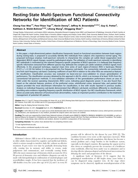 Pdf Resting State Multi Spectrum Functional Connectivity Networks For
