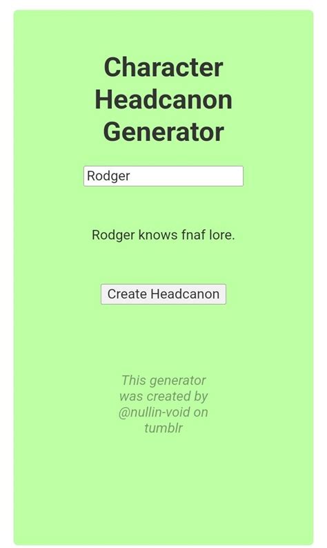 Ive Been Playing Around With Character Headcanon Generator Artofit