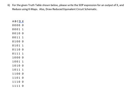 Solved 6 For The Given Truth Table Shown Below Please
