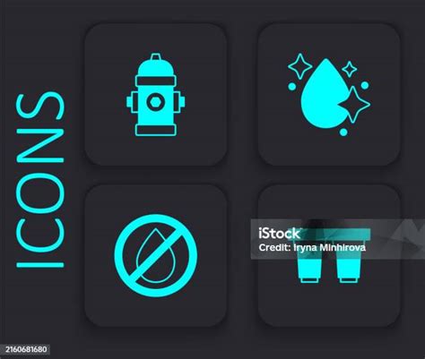 정수 필터 카트리지 소화전 드롭 및 금지 아이콘을 설정합니다 검은색 사각형 버튼입니다 벡터 0명에 대한 스톡 벡터 아트 및 기타 이미지 Istock
