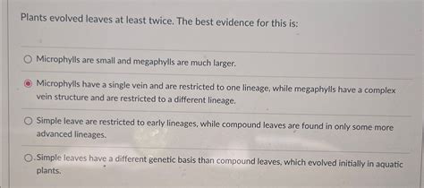 Solved Plants Evolved Leaves At Least Twice The Best