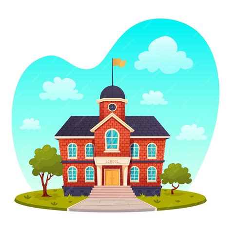 Premium Vector School Building Vector Illustration